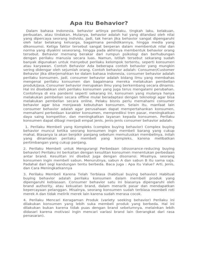 Apa Itu Behavior | PDF