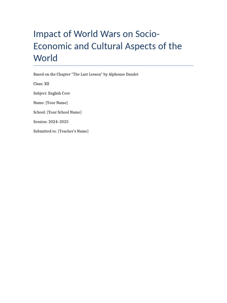Impact of World Wars on Society and Culture | PDF