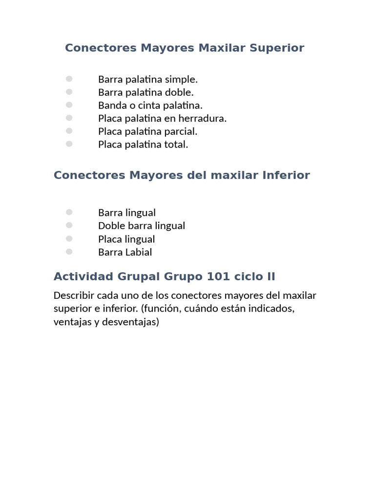 Conectores Mayores Maxilar Superior e Inferior | PDF