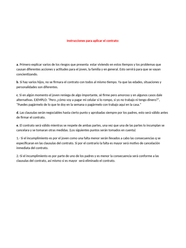 Contrato Conductual para Jóvenes y Padres | PDF | Internet
