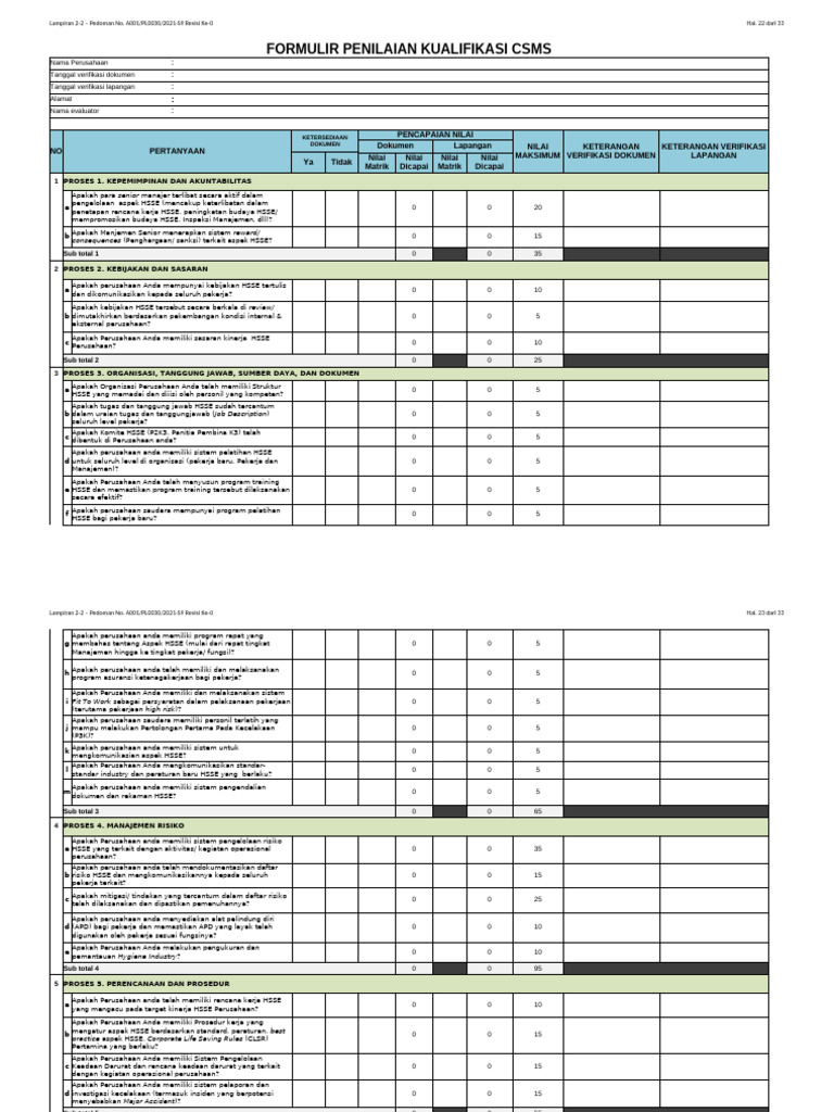 Template Dokumen Csms | PDF