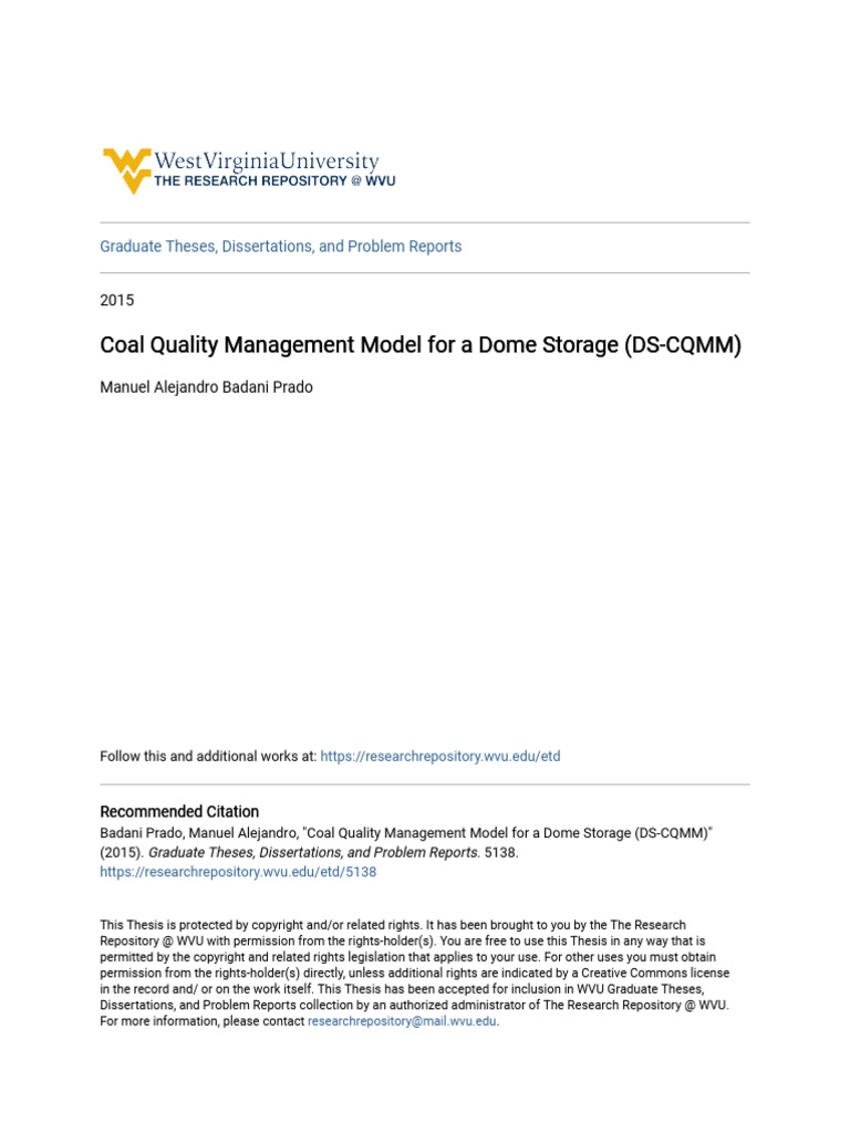 Coal Quality Management Model For A Dome Storage (DS-CQMM) | PDF ...