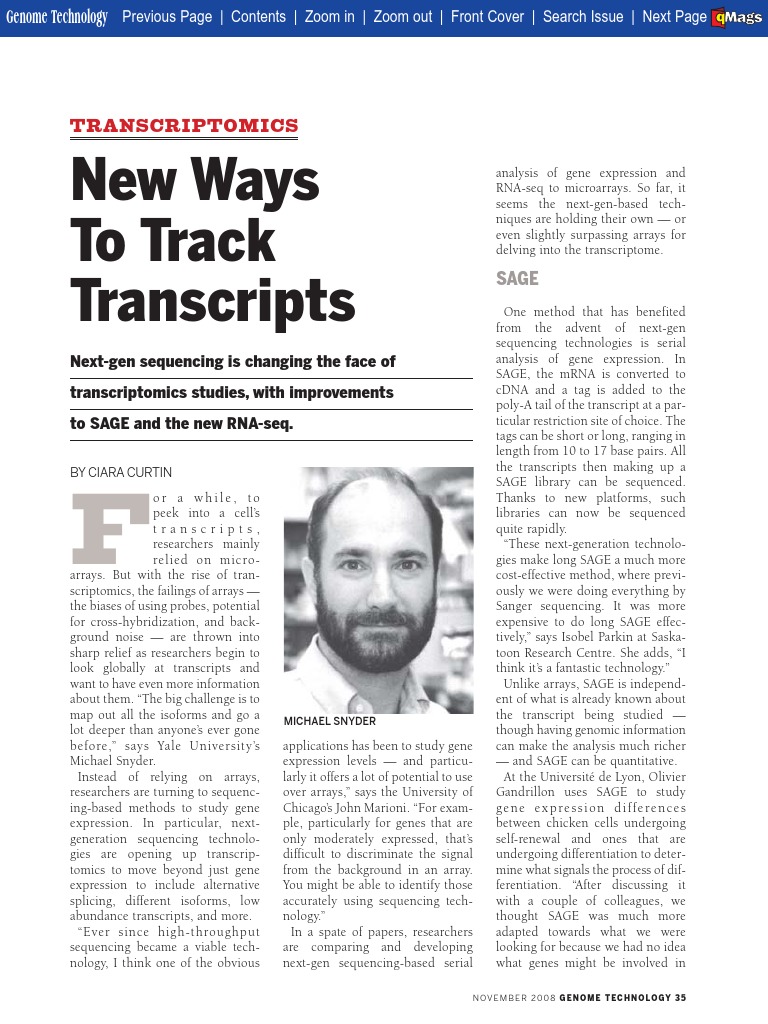 New Ways To Track Transcripts - Genome Technology 11-2008 | PDF | Dna ...