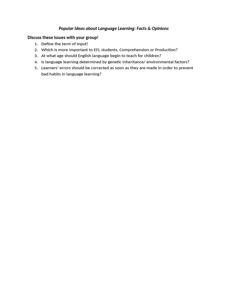 Popular Ideas About Language Learning | PDF