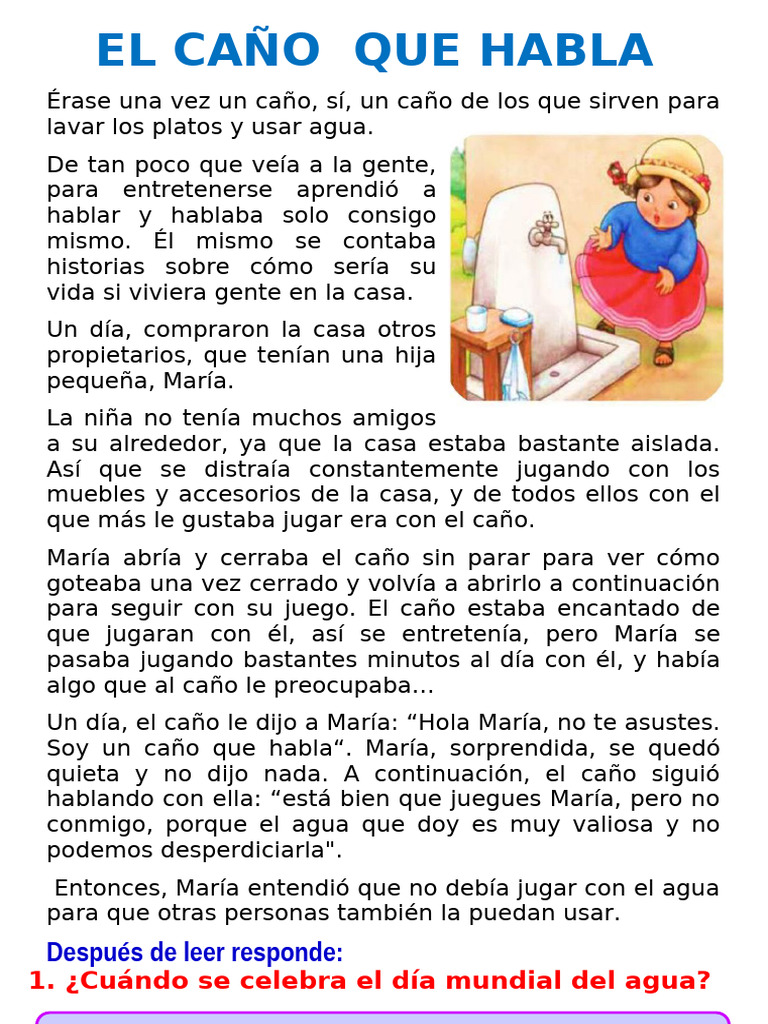 El caño que habla: un cuento infantil | PDF