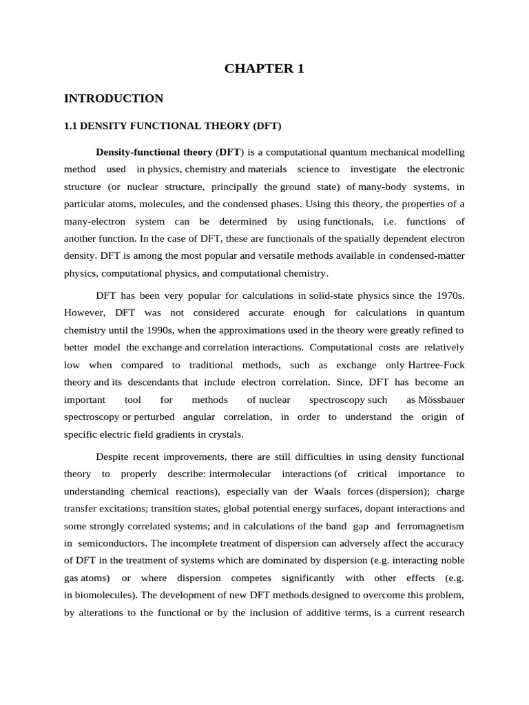 Project CHAPTER 1 | PDF | Density Functional Theory | Computational Chemistry