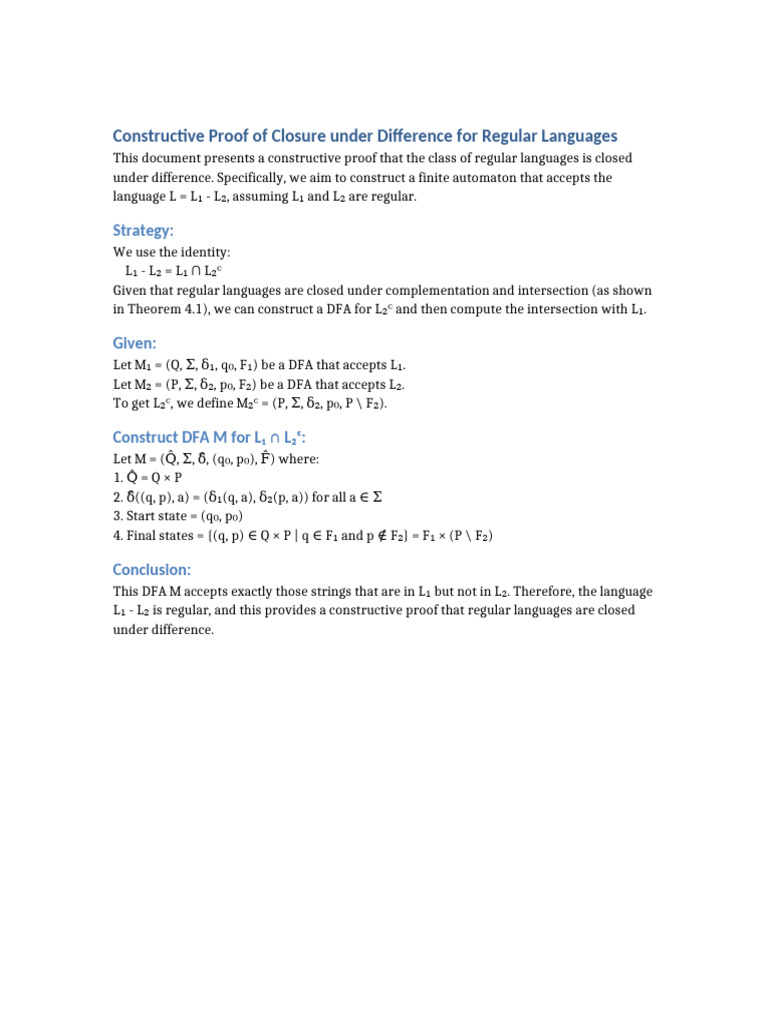 Constructive Proof Difference Linz Style | PDF