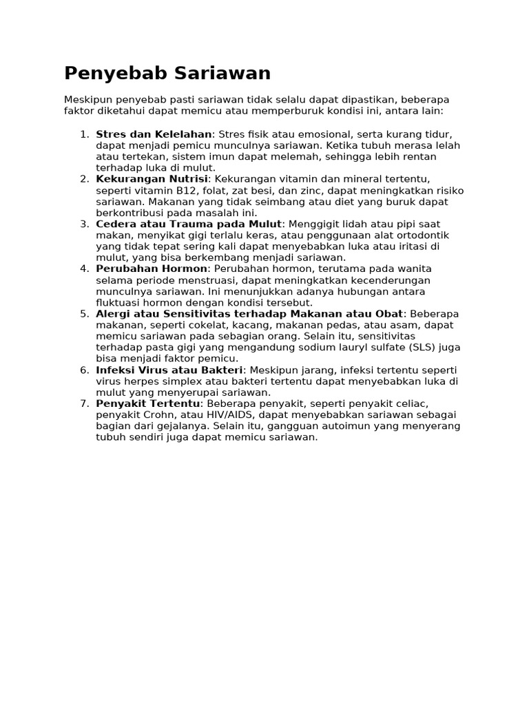 Penyebab Sariawan | PDF