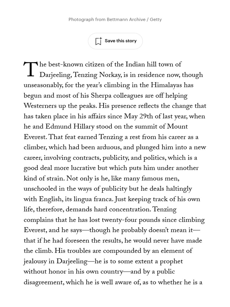 Tenzing Norkay: Sherpa Icon of Everest | PDF | Mount Everest ...
