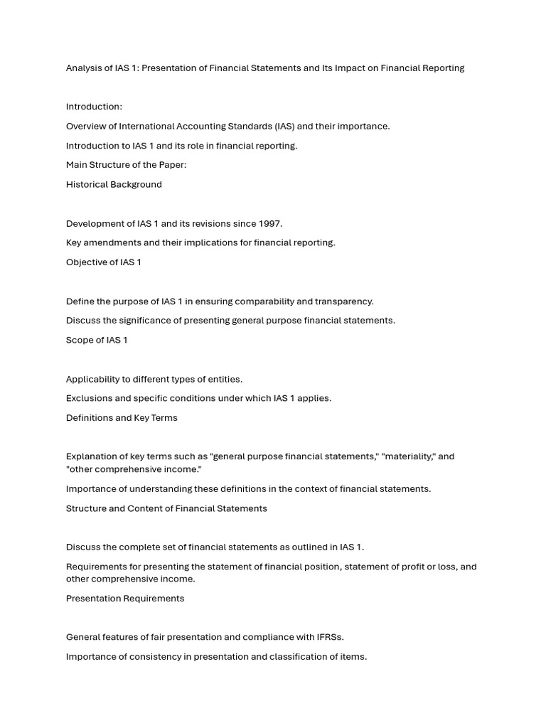 Analysis of IAS 1 | PDF