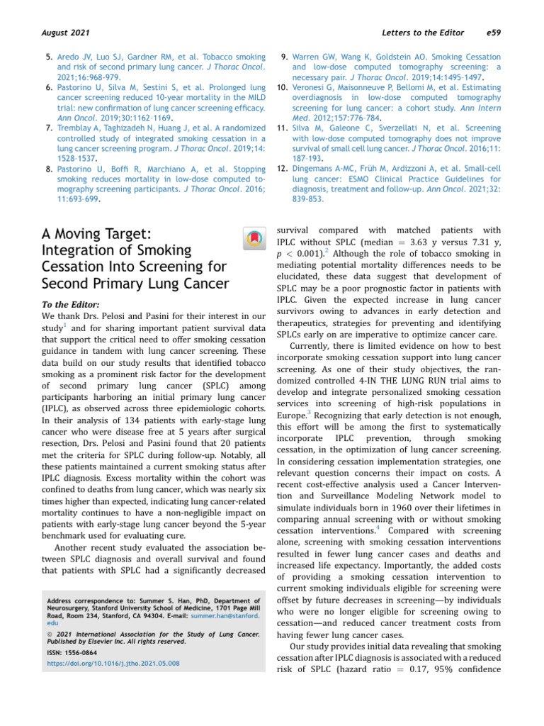 A Moving Target Integration of Smoking Cessation | PDF | Lung Cancer | Cancer