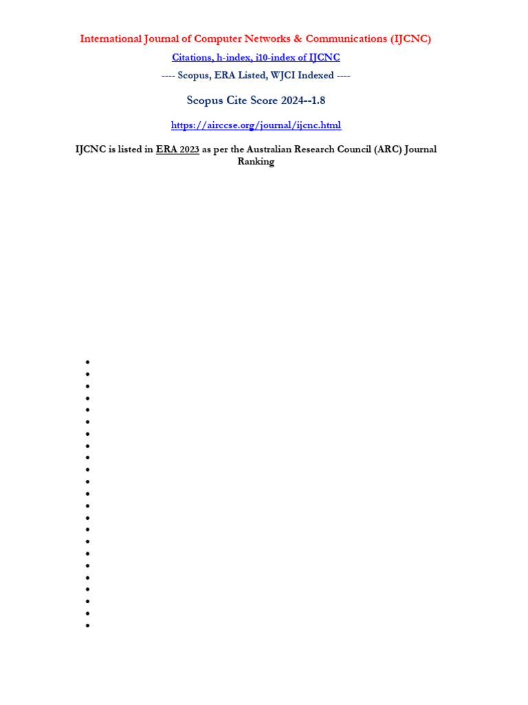 IJCNC: Call for Networking Research Papers | PDF | Computer Network ...