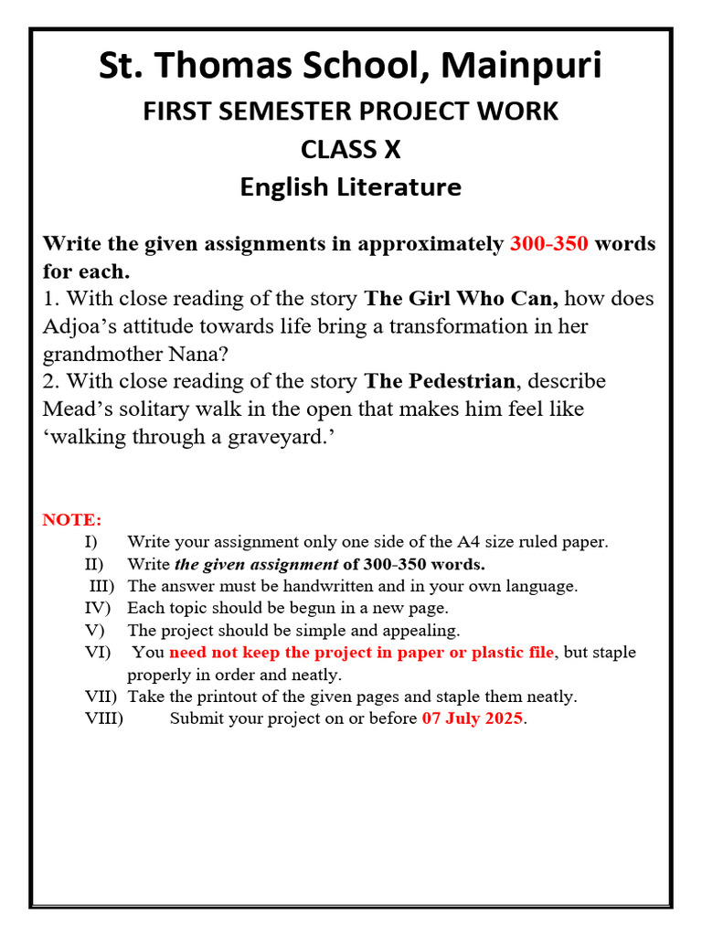 X Eng 2 Holi Day Sem 2 Project 2025-2026 | PDF