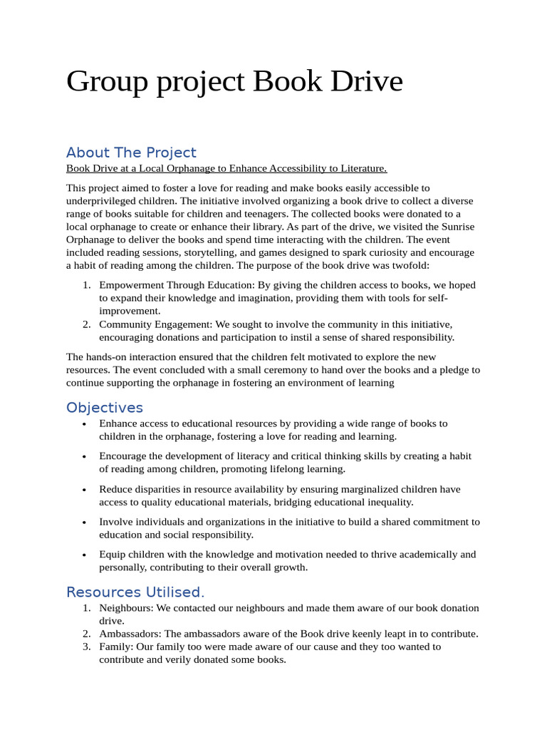 Group Project Book Drive-Final | PDF | Behavioural Sciences | Behavior Modification