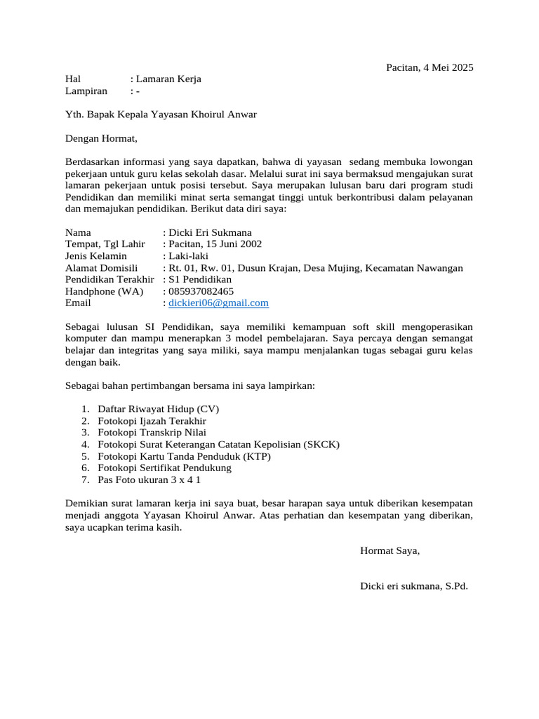surat lamaran | PDF