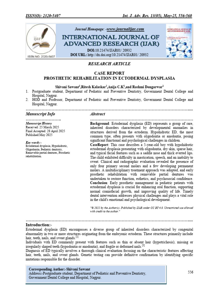 Pediatric Partial Denture for Ectodermal Dysplasia | PDF | Mouth ...
