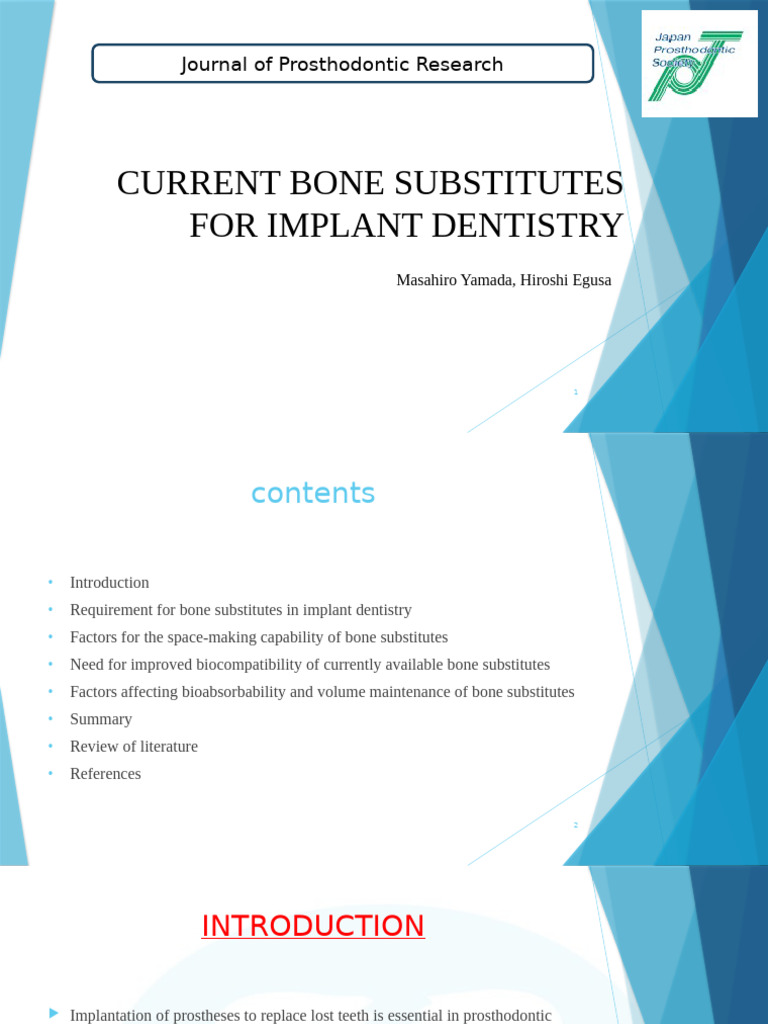 Current Bone Substitutes in Dentistry | PDF | Bone | Dental Implant