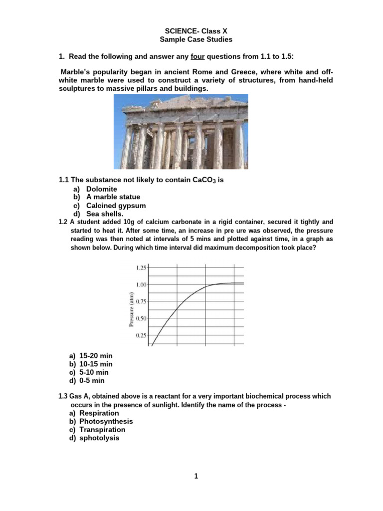 Case Study Practice Questions Science | PDF | Chemical Reactions ...