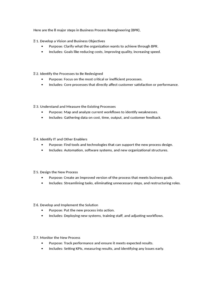 BPR Process Steps Overview | PDF