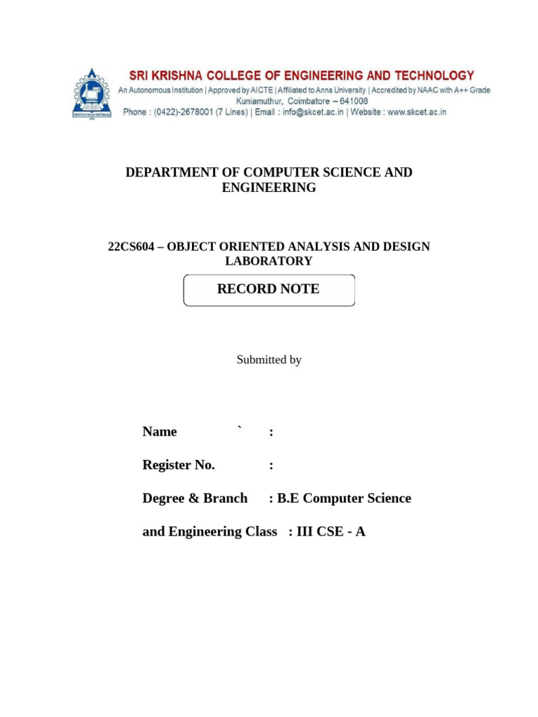Ooad Lab Record Final A | PDF | Use Case | Class (Computer Programming)