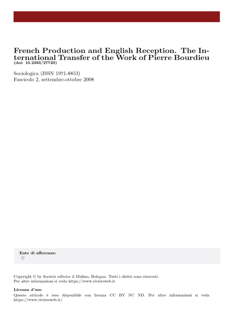 The International Transfer of The Work of Pierre Bourdieu by Derek ...