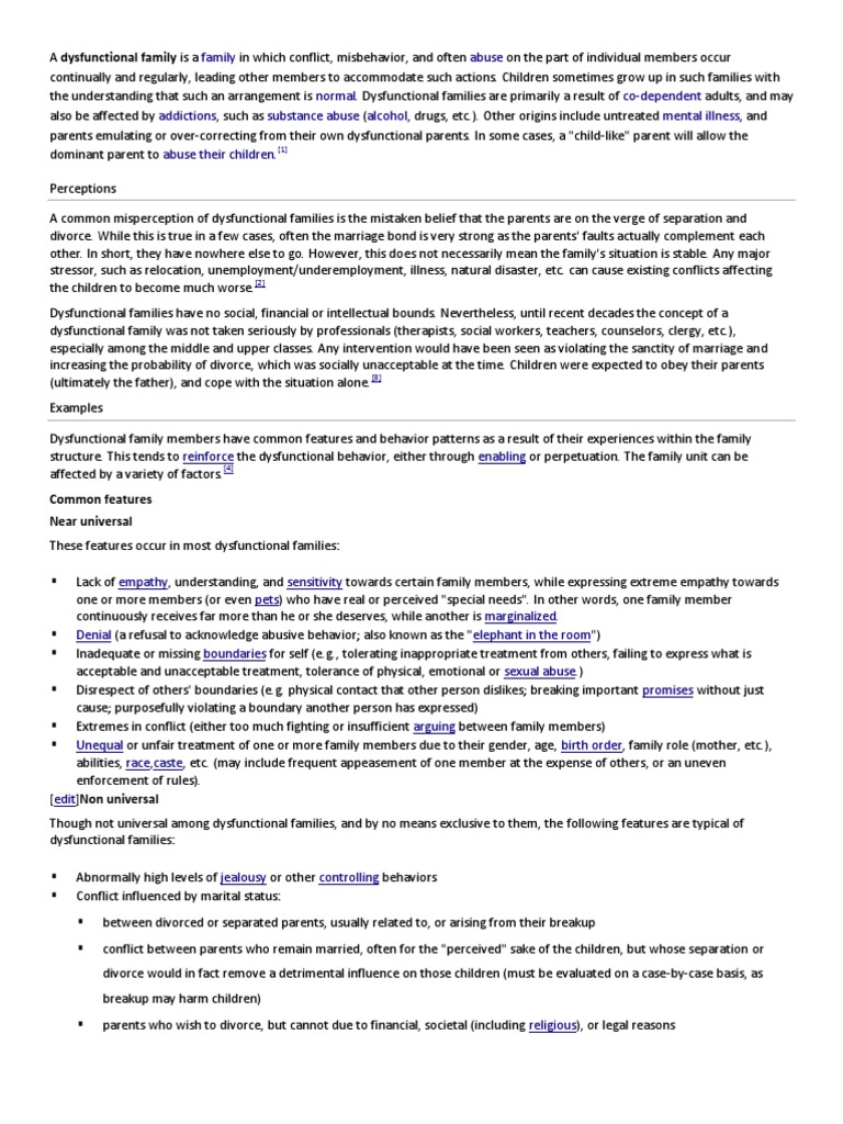 Dysfunctional Family | PDF | Behavioural Sciences | Mental Health