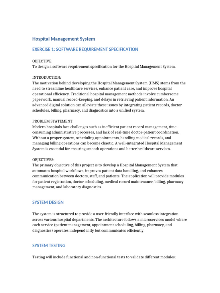 Hospital Management System | PDF | Pharmacy | Hospital