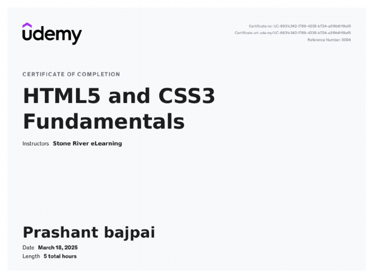 HTML5 CSS 3 Certificate | PDF
