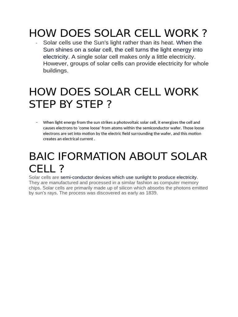 How Does Solar Cell Work | PDF