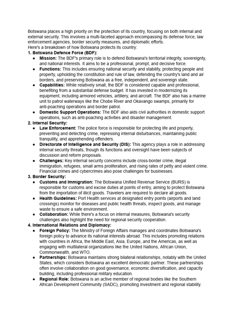 Botswana's National Security Framework | PDF | National Security | Botswana