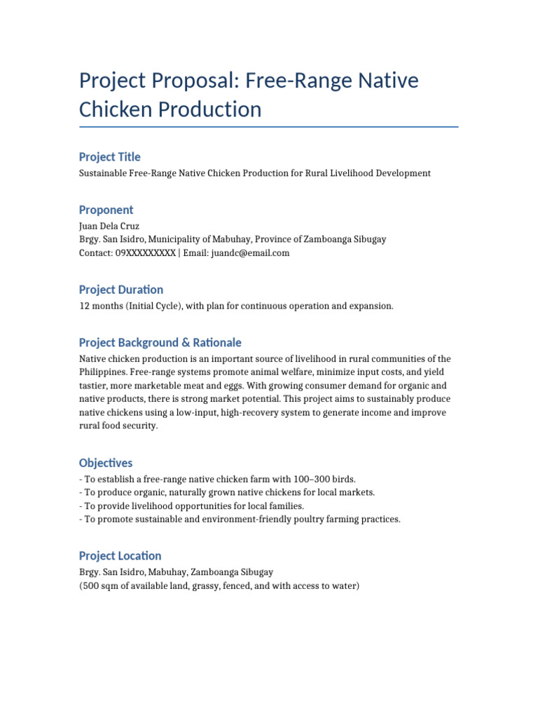 Free-Range Native Chicken Project Proposal | PDF | Poultry Farming ...