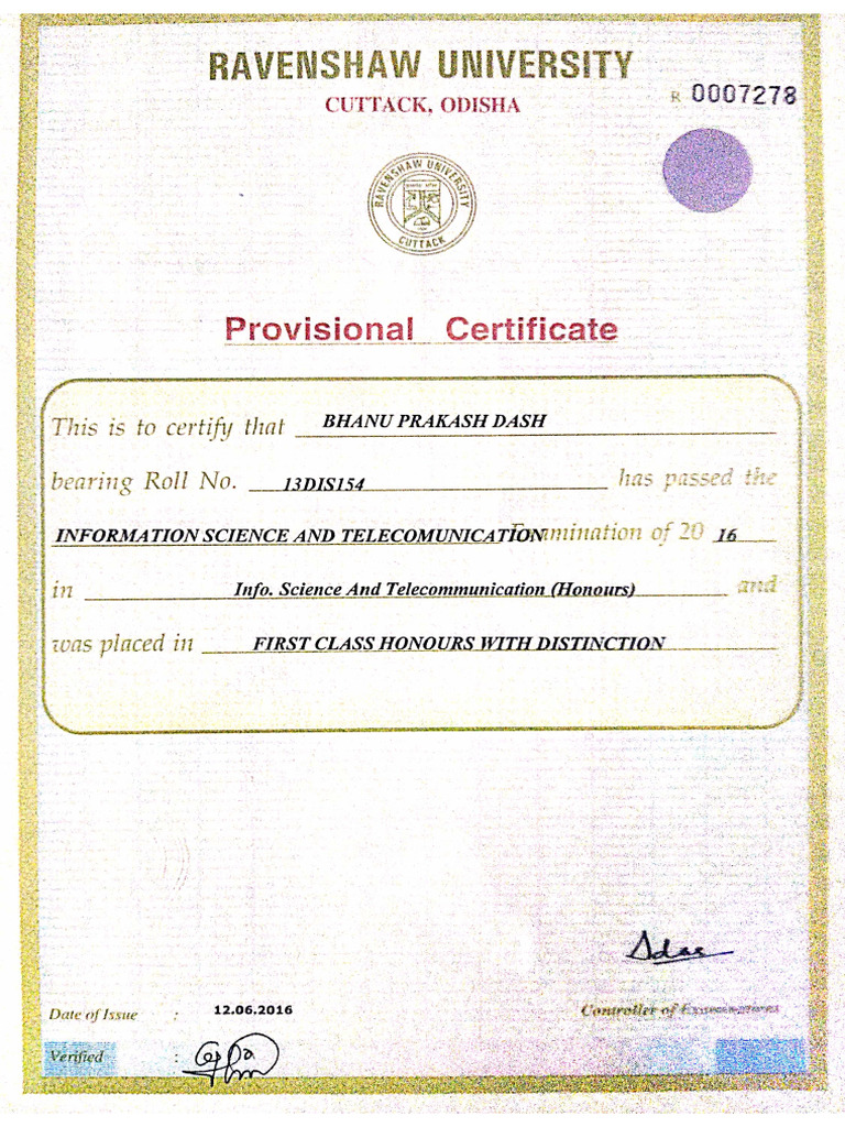 Graduation Provisional Certificate | PDF