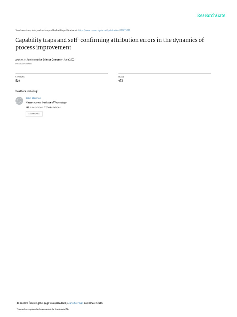 Capability Traps and Self-Confirming Attribution Errors in The Dynamics ...