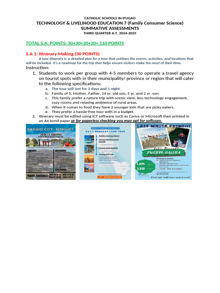 Summative Assessment Tle 7 Family Consumer Science | PDF | Tourism ...