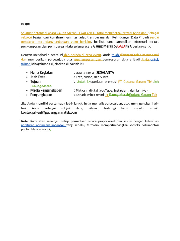 Kebijakan Data Acara Gaung Merah | PDF