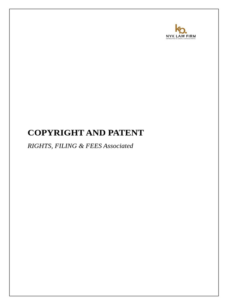 Copyright and Patent - Rights, Filing and Fees Associated | PDF ...
