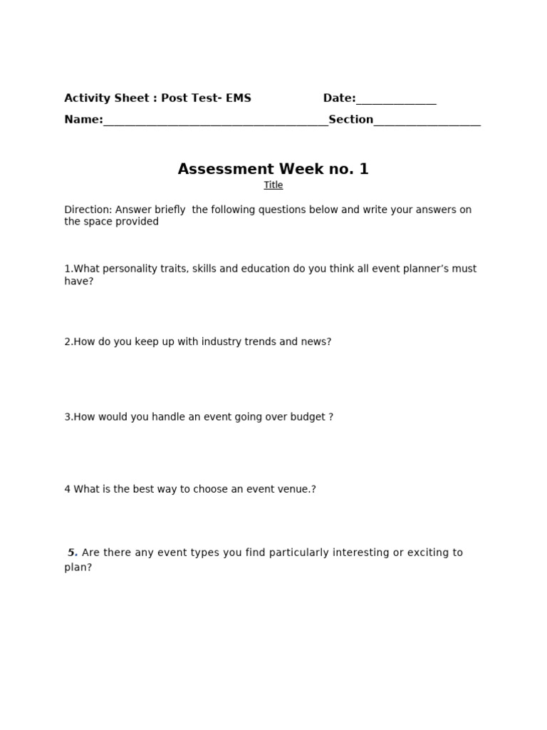 Activity#1.4-Post Test #1 Assessment | PDF