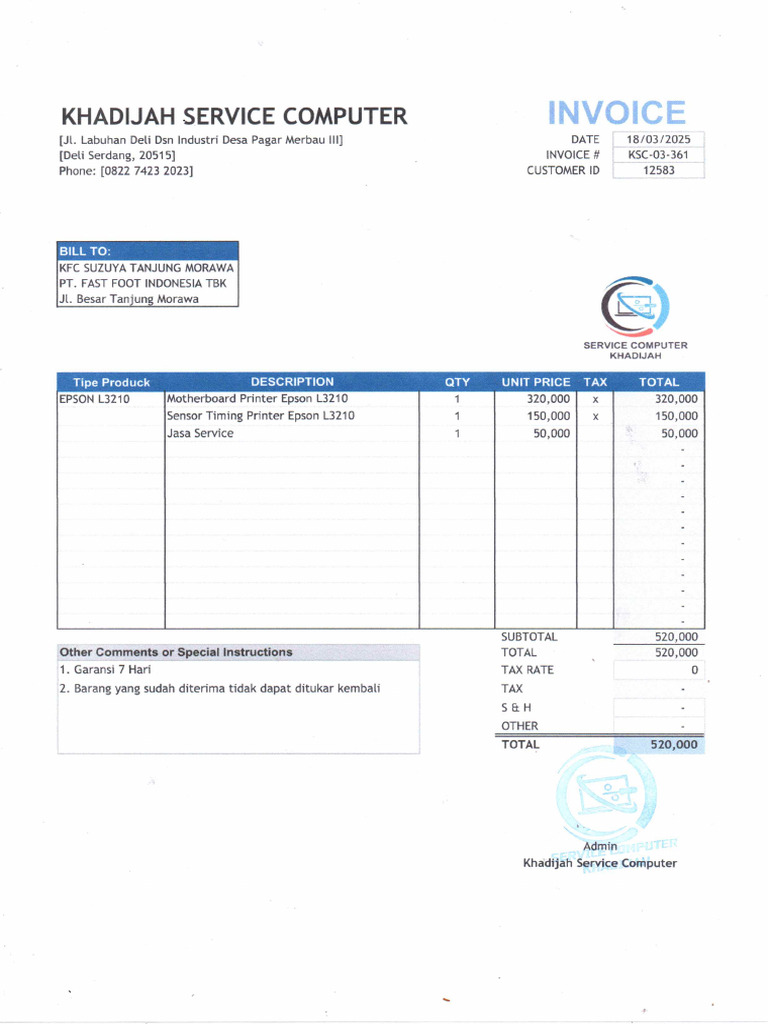 Invoice KSC 36568 | PDF
