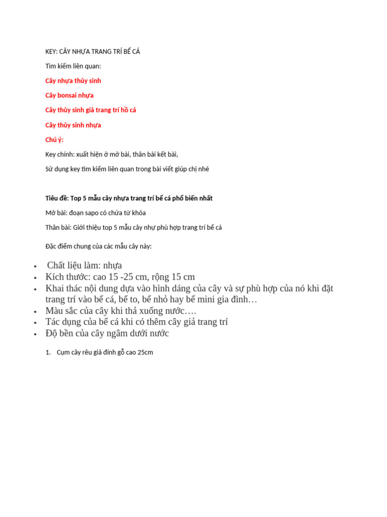 17.9. Cây Nhựa Trang Trí Bể Cá | PDF