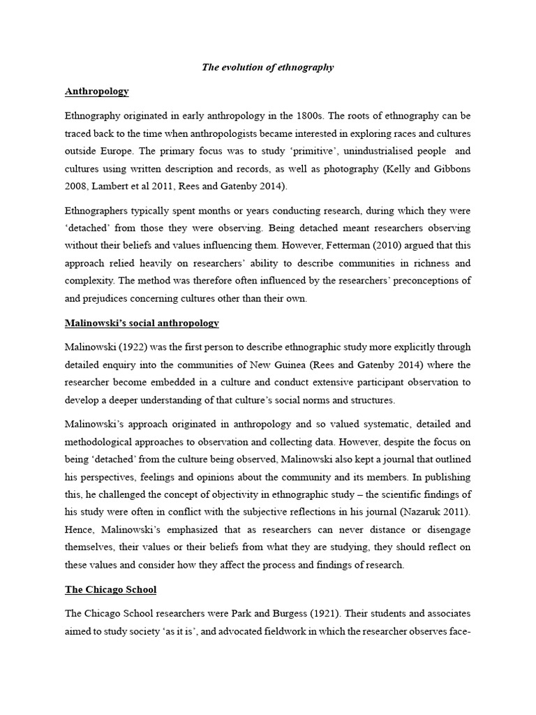 Ethnography Types History | PDF | Ethnography | Anthropology