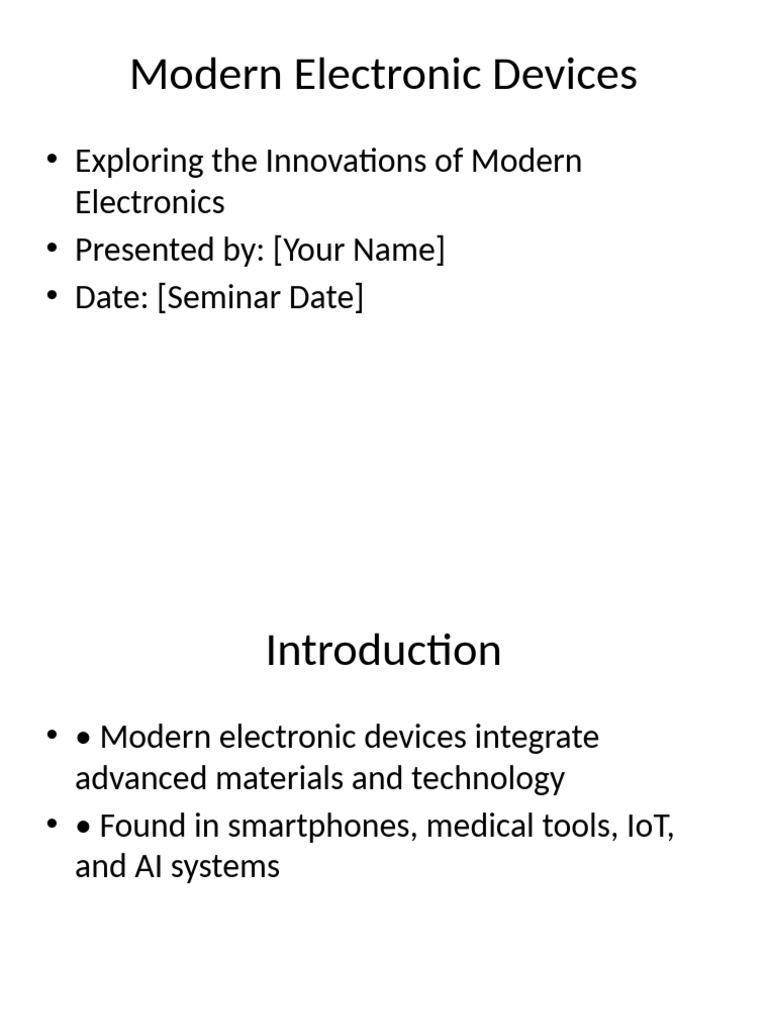 Modern Electronic Devices Seminar | PDF