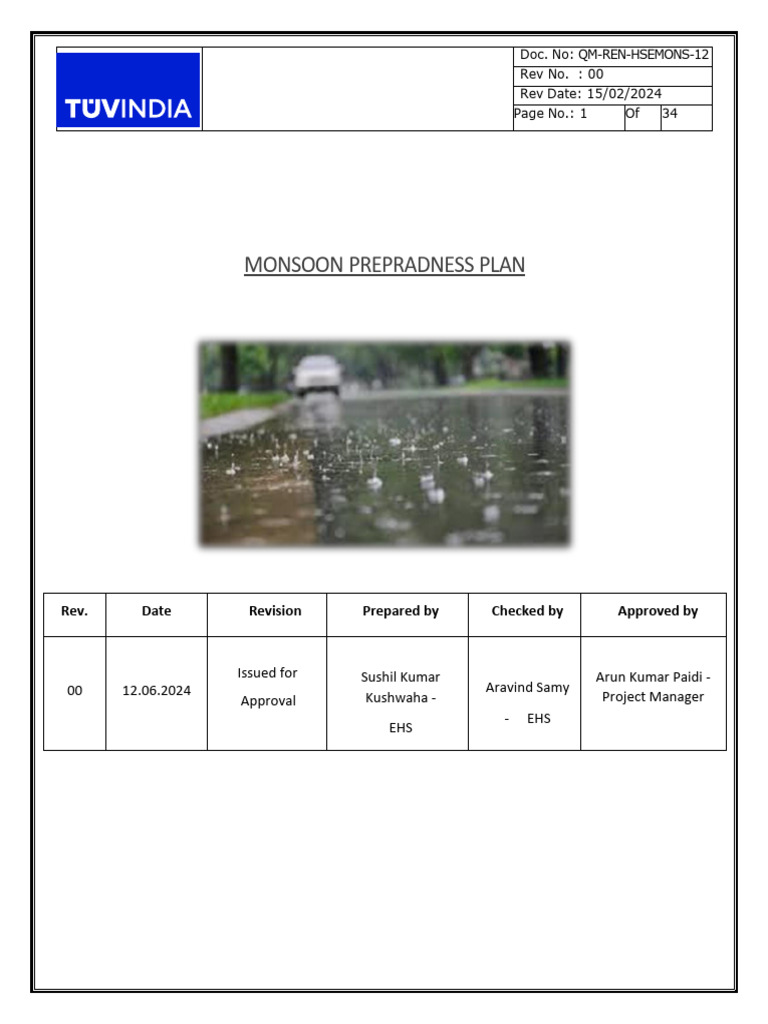 Monsoon Preparedness Plan for Safety | PDF | Malaria | Fires