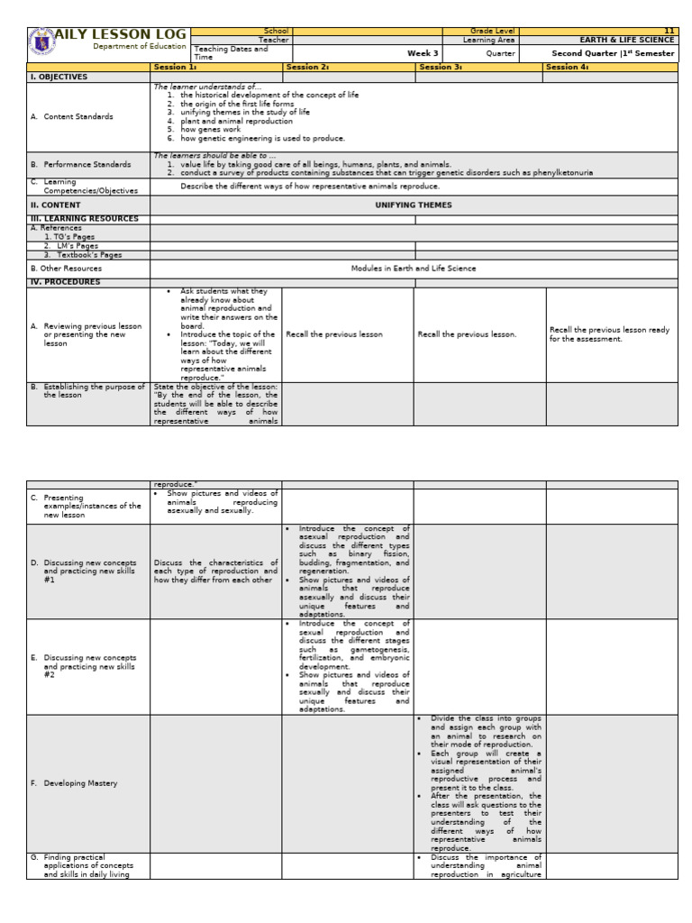DLL Els Quarter 2 Week 3-Animal Repro | PDF | Reproduction | Learning