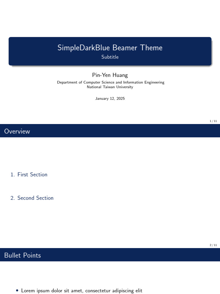 Simpledarkblue Beamer Theme | PDF