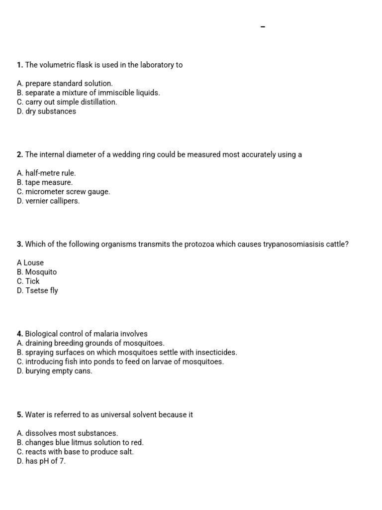 2017 Wassce Integrated Science 1 | PDF | Water | Soil