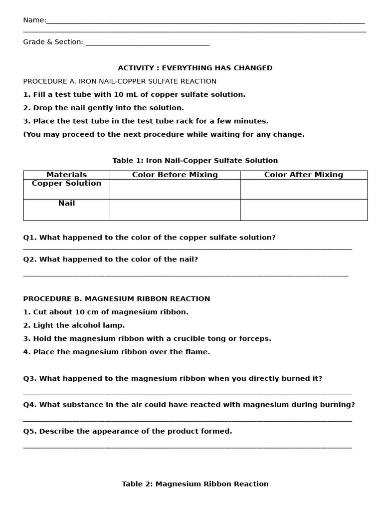 Q4 Sci 10 Evidences of Chem RXN | PDF | Magnesium | Sodium Carbonate