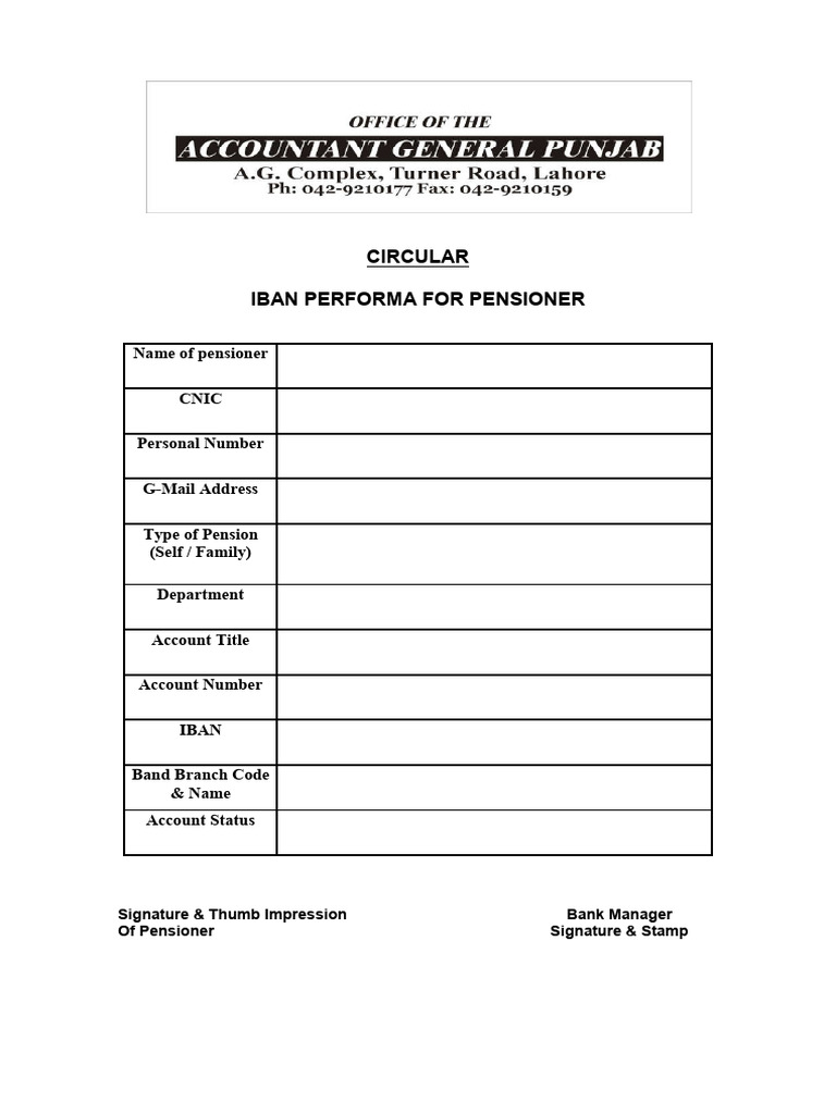 IBAN Form for Pensioners | PDF