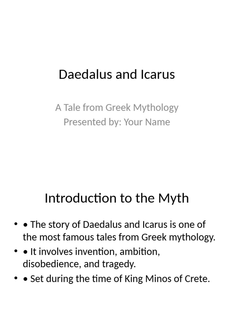 Daedalus and Icarus: A Myth Summary | PDF