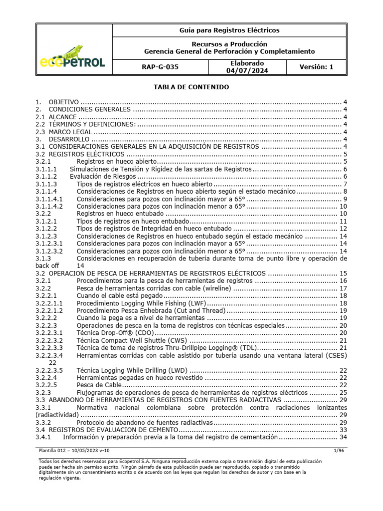 Elementos para Delimitar Registros Eléctricos | PDF | Perforación ...