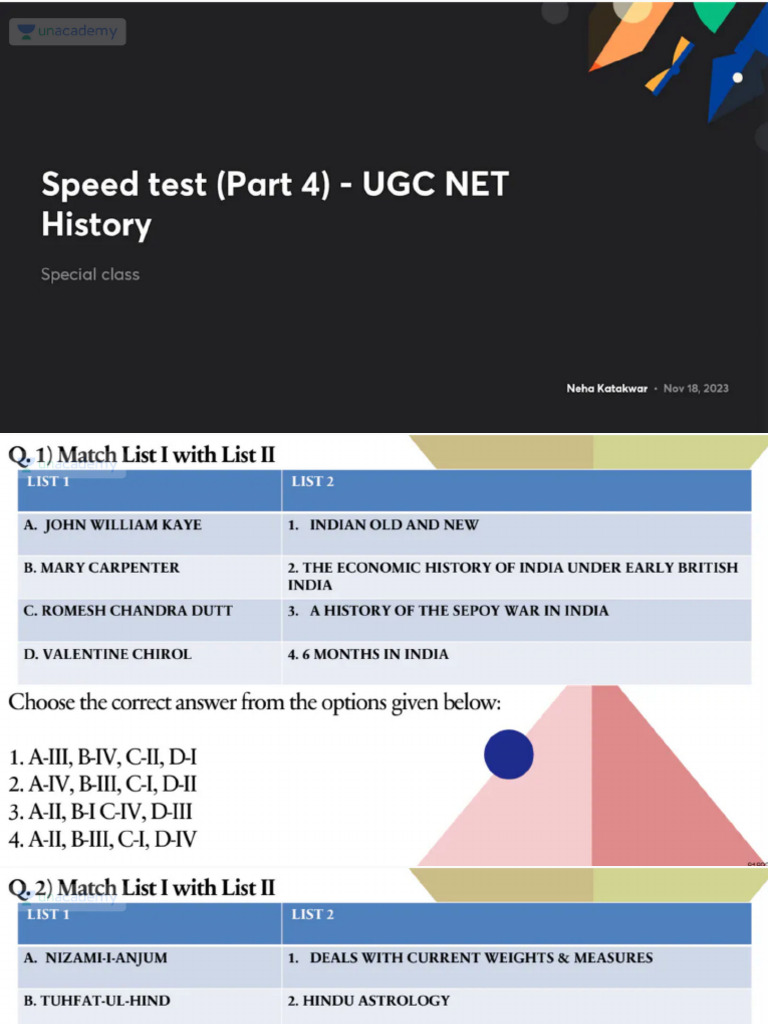 Speed Test Part 4 UGC NET History No Anno | PDF